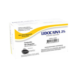 Anestésico Lidocaína 2% sin epinefrina - New Stetic - Casa Dental ...